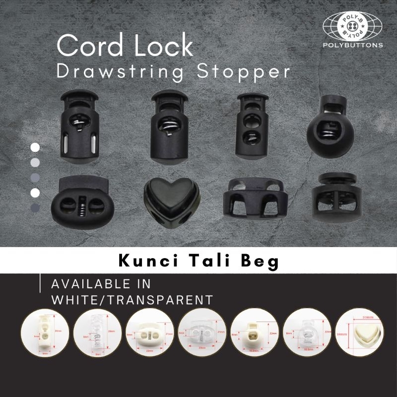 POLYBUTTONS Klip Tali Plastik Drawstring Stopper Plastic Cord Lock ...