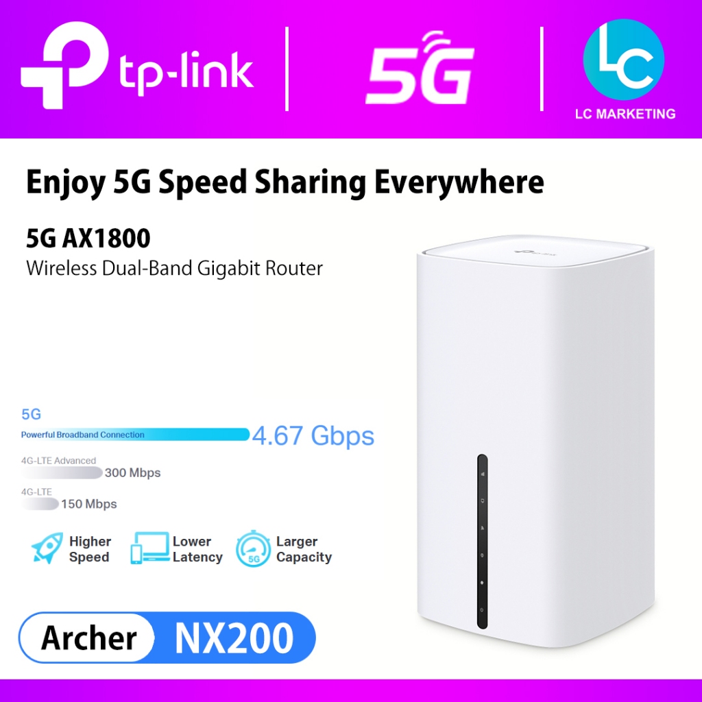 TP-Link Archer NX200 5G AX1800 Wireless Dual-Band Gigabit SIM Card Router Support Easymesh ...