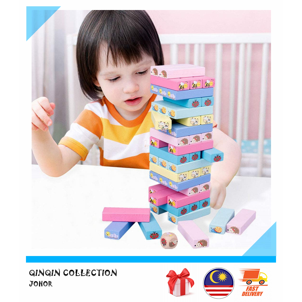 Animal Type Macaron Color Stack High Block Wooden Building Balance ...