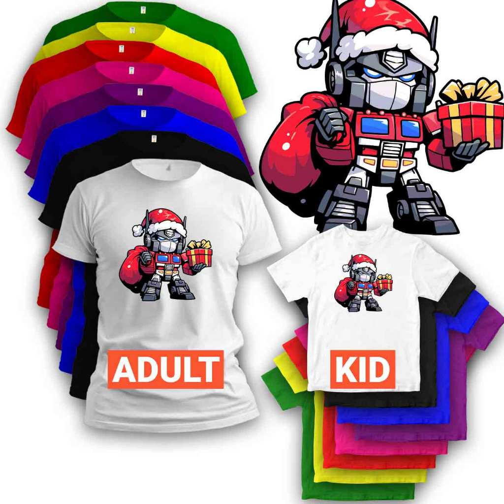 Optimus Prime Transformers Santa Claus Christmas Boy Tshirt Girl Baju ...