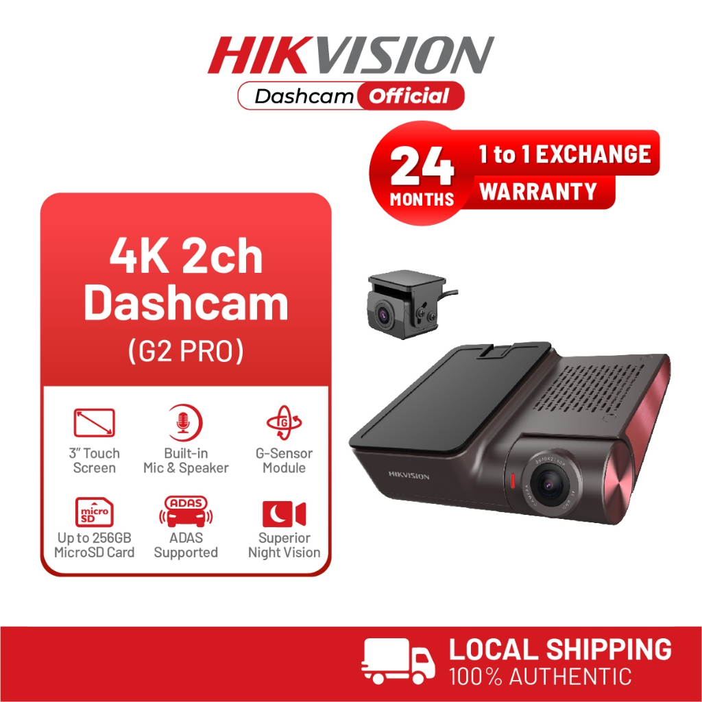 HIKVISION G2 Pro 4K Dashcam Dual Channel, GPS & ADAS Support, Touch ...