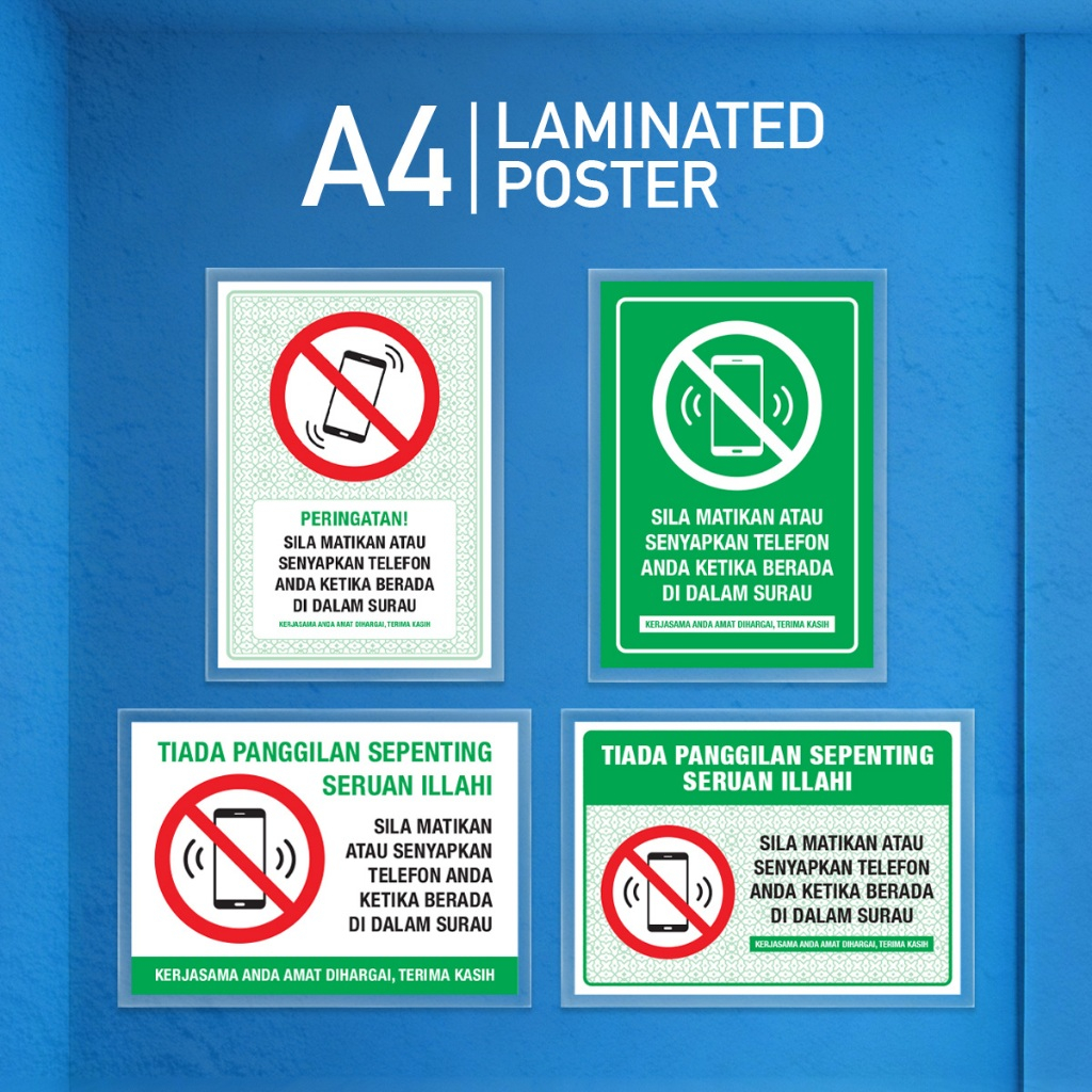 [Laminated Poster] A4 Size Papan Tanda Signage Sila Matikan Senyapkan ...