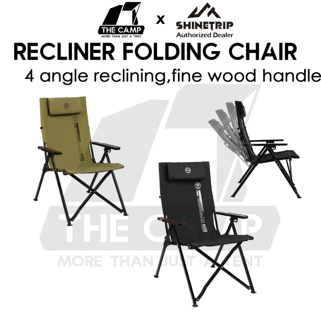 Shinetrip Recliner Chair with Oak Wood Arm Rest 4 Level Reclining ...