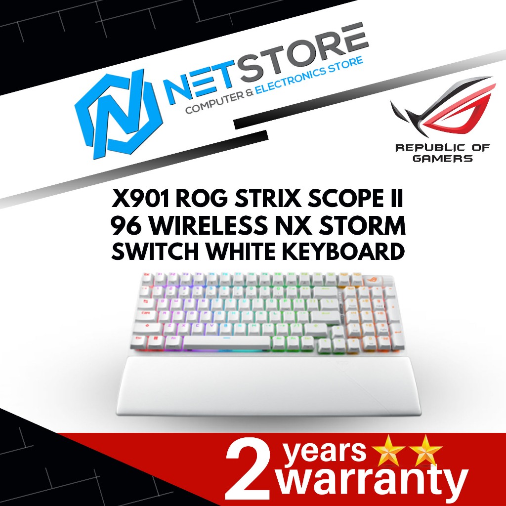 ASUS X901 ROG STRIX SCOPE II 96 WIRELESS NX STORM SWITCH WHITE KEYBOARD ...