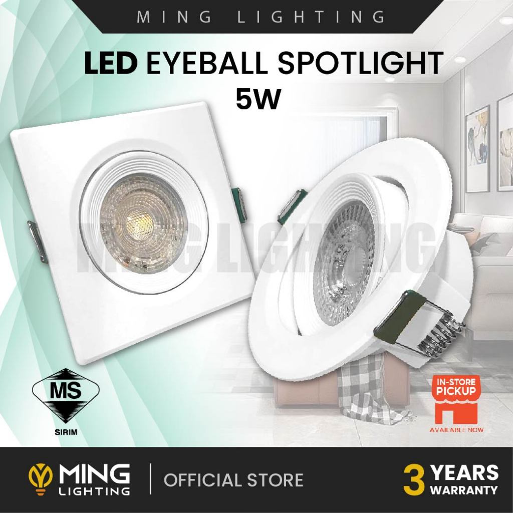 [SIRIM] LED Eyeball 5W Spotlight Lampu Siling Ceiling Downlight ...