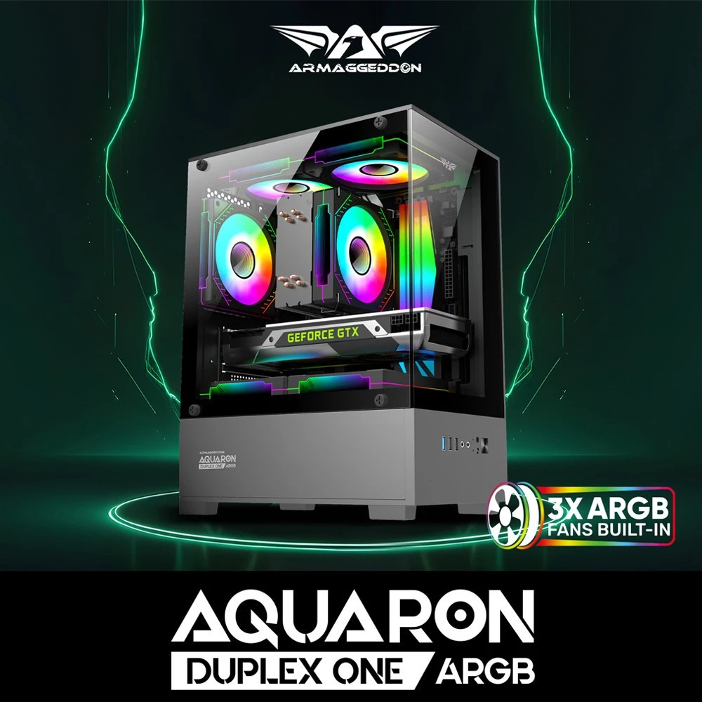 Armaggeddon Aquaron DUPLEX ONE MATX Dual Chamber PC Gaming Case *3 ARGB ...