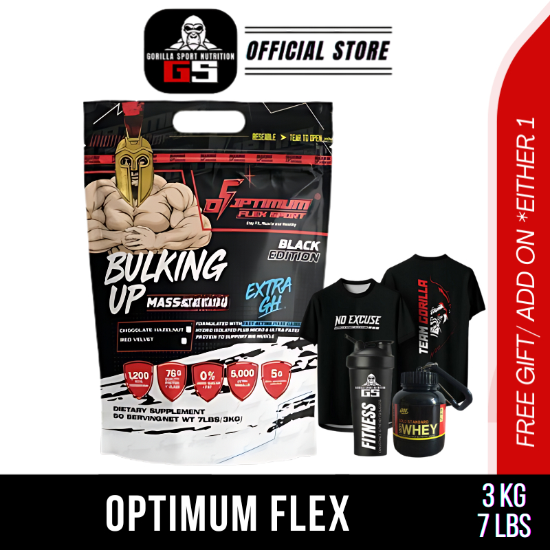Optimum Flex Sport Mass Gainer 0 sugar Extra GH Halal Mass Protein Naik ...