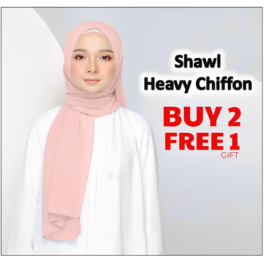 SHAWL CHIFFON KEKNIS PLAIN (HEAVY CHIFFON) 1.8m good quality material ...