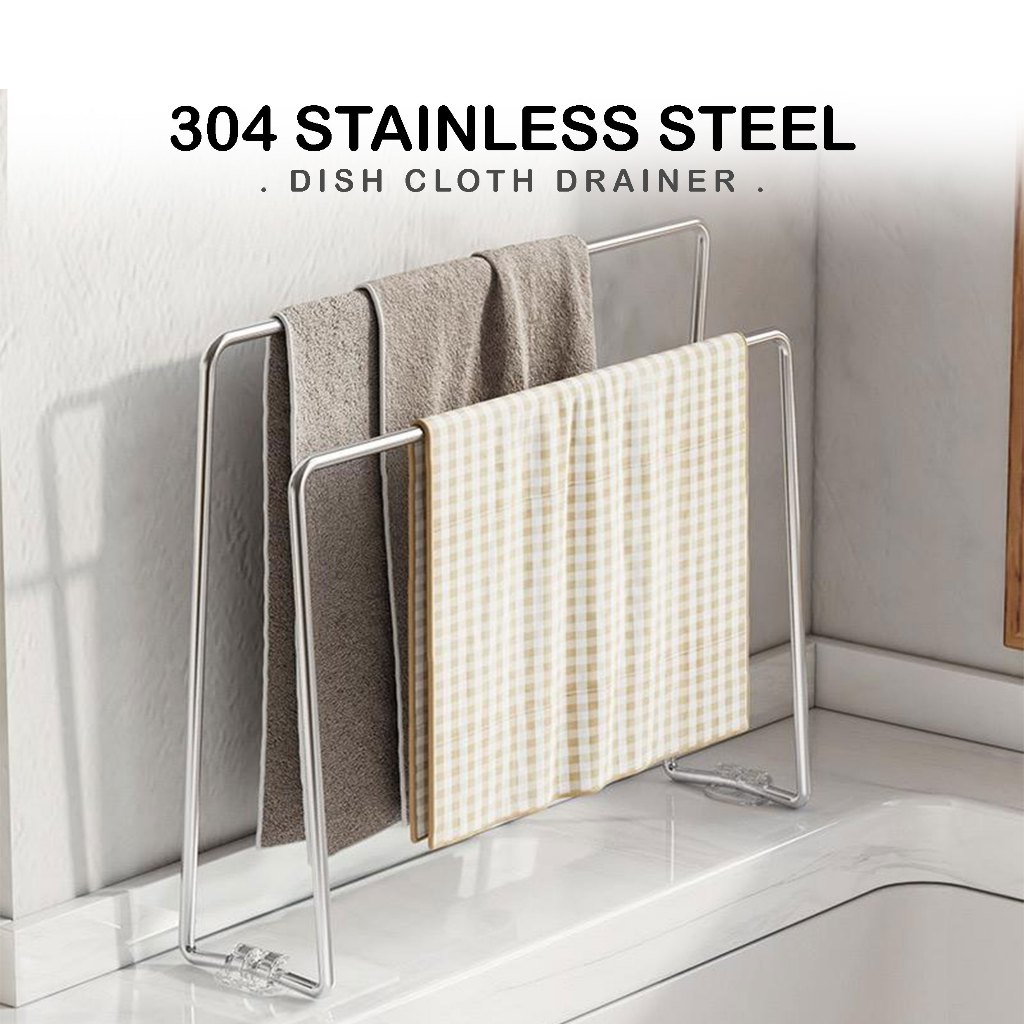 304 Stainless Steel Dishcloth & Drain Rack Dual-Level Design Kitchen ...
