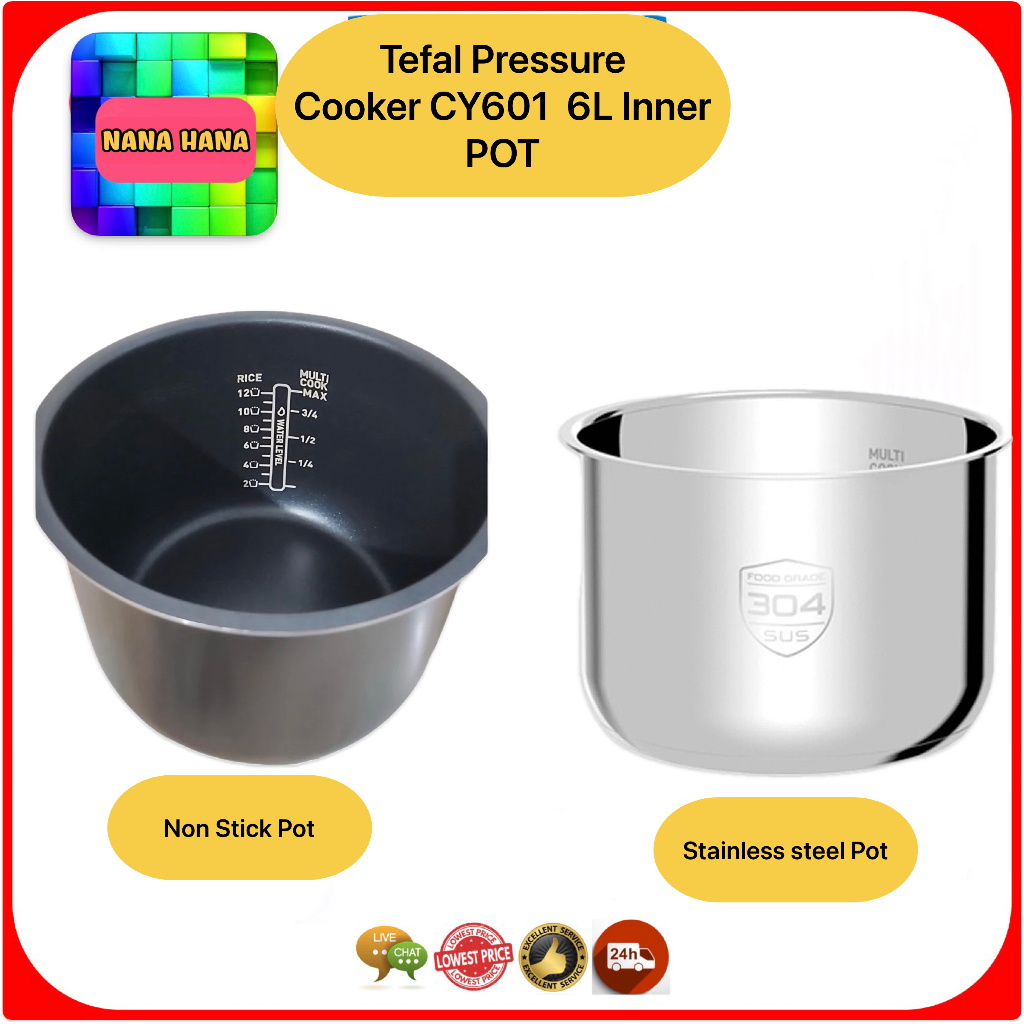 Tefal CY601 Pressure Cooker – Inner Non-Stick Pot or Stainless Steel Inner Pot | Shopee Singapore