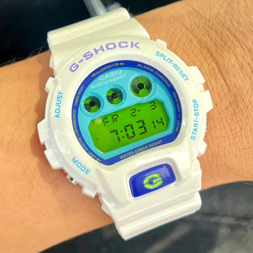 CRAZY COLOR G SHOCK DW6900 RCS7 NB7 WHITE CERMIN KACA DIGITAL WATCH ...