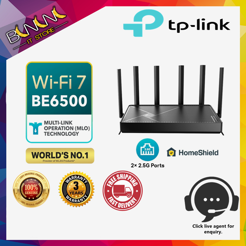 TP-Link Archer BE400 WiFi 7 BE6500 Dual-Band Dual 2.5G Ports Router ...