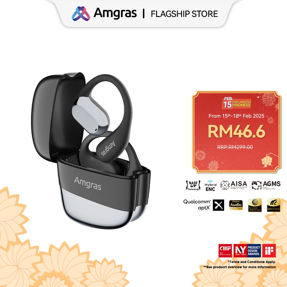 Amgras OpenEcho IV Ultra OWS Bluetooth Earphone ENC Noise reduction ...