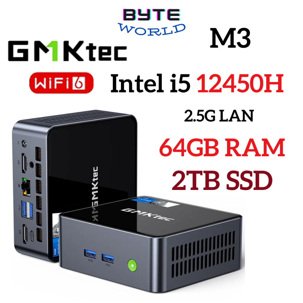 GMKtec M3 Intel i5 12450H Windows Mini PC 64GB DDR4 RAM 2TB SSD WiFI 6 ...