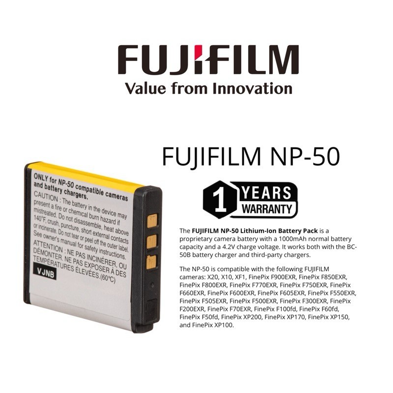 Fujifilm NP-50 Rechargeable Lithium-Ion Battery (3.7v 1000mAh) for ...