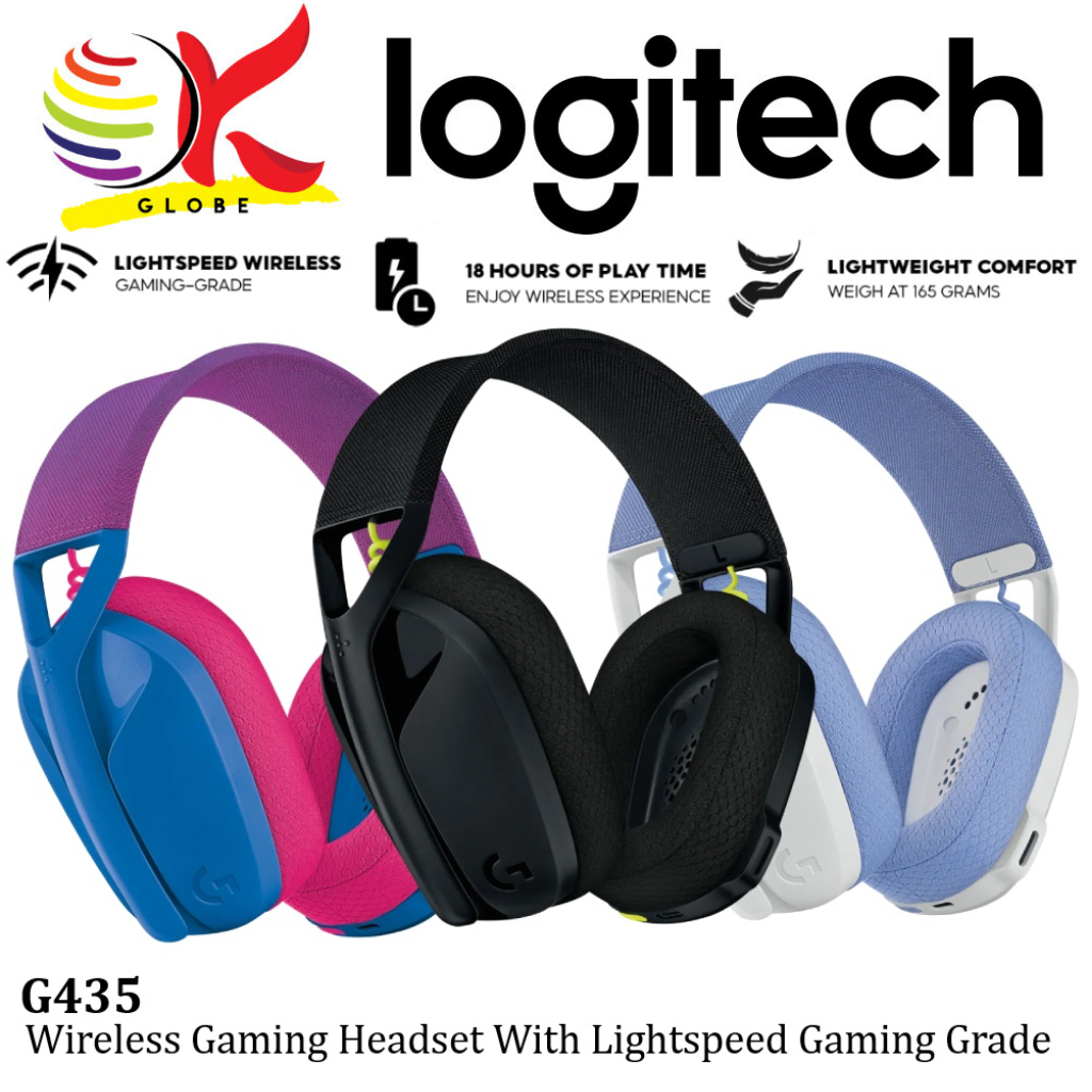 LOGITECH G435 LIGHTSPEED WIRELESS GAMING HEADSET LIGHTWEIGHT / OVER EAR ...