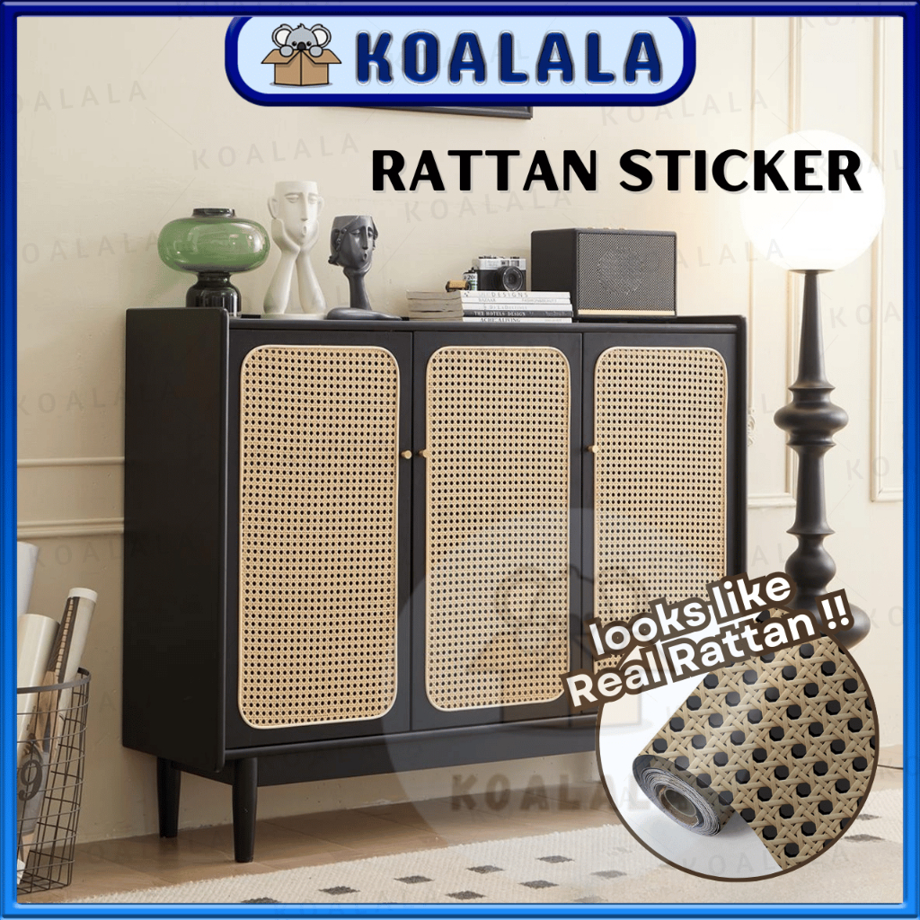 3D Rattan PVC Wallpaper Cabinet Sticker Decor Living Room Ruang Tamu ...