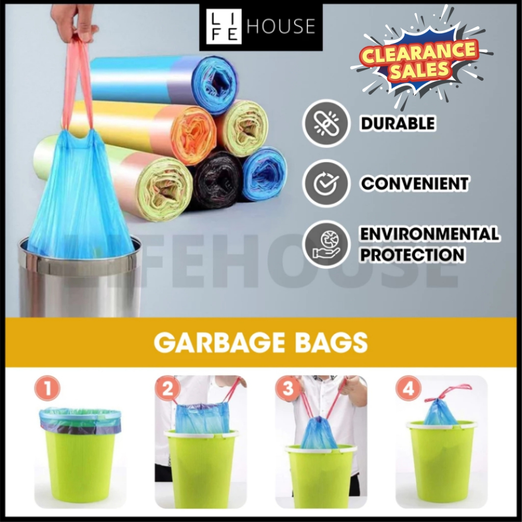 [Clearance] 45cm x 50cm Rubbish Bag With String Home Garbage Bags ...