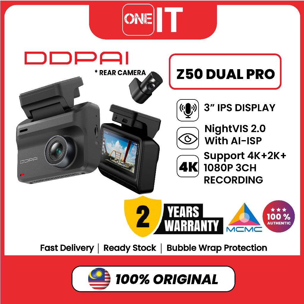 DDPAI Z50 PRO Dual 4K Front and Rear Dash Cam 2160P Full HD Car Camera ...