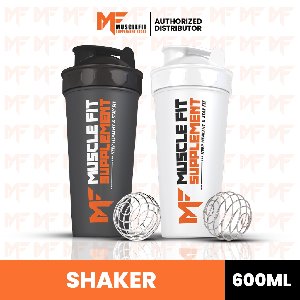 Muscle Fit Protein Shaker Bottle/Beaker with Stainless Steel Spring ...