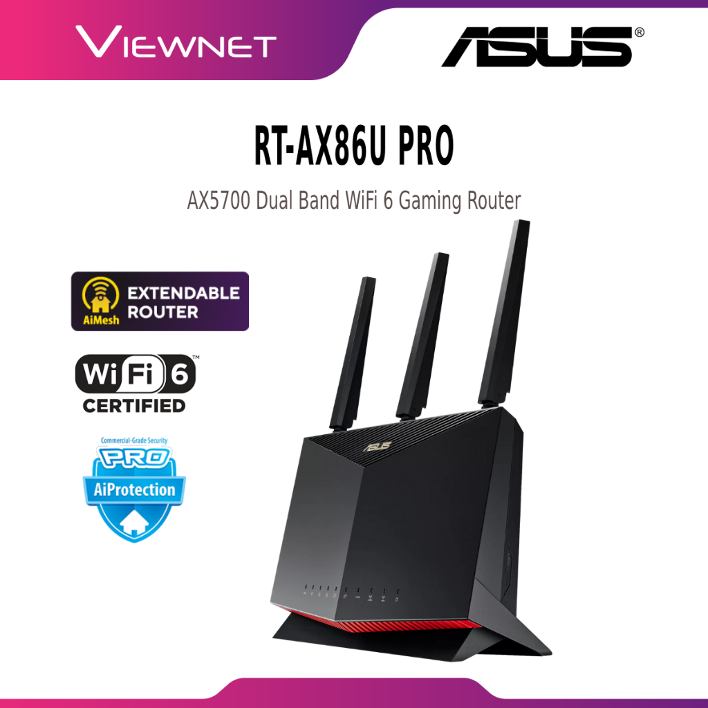 ASUS RT-AX86U PRO AX5700 DUAL BAND WIFI 6 GAMING ROUTER WITH 2.5G PORT ...