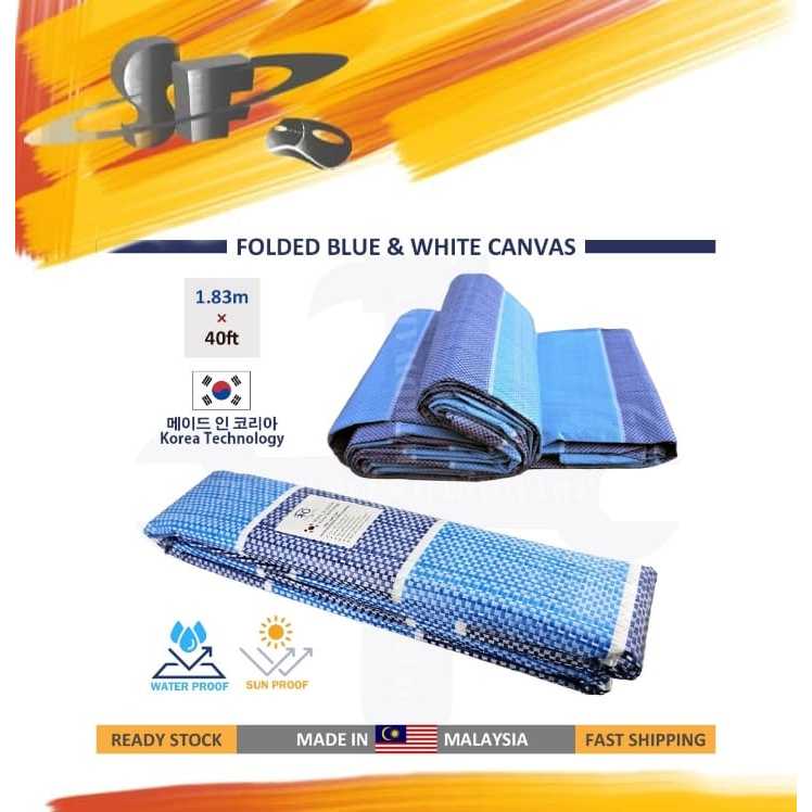 6FT X 38FT (XL) BLUE/WHITE PE CANVAS SHEET | Shopee Singapore