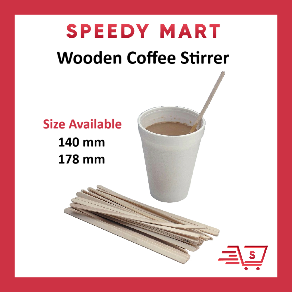 Pengacau Kayu untuk Minuman [500pcs] THICK 140mm 178mm Wooden Coffee ...