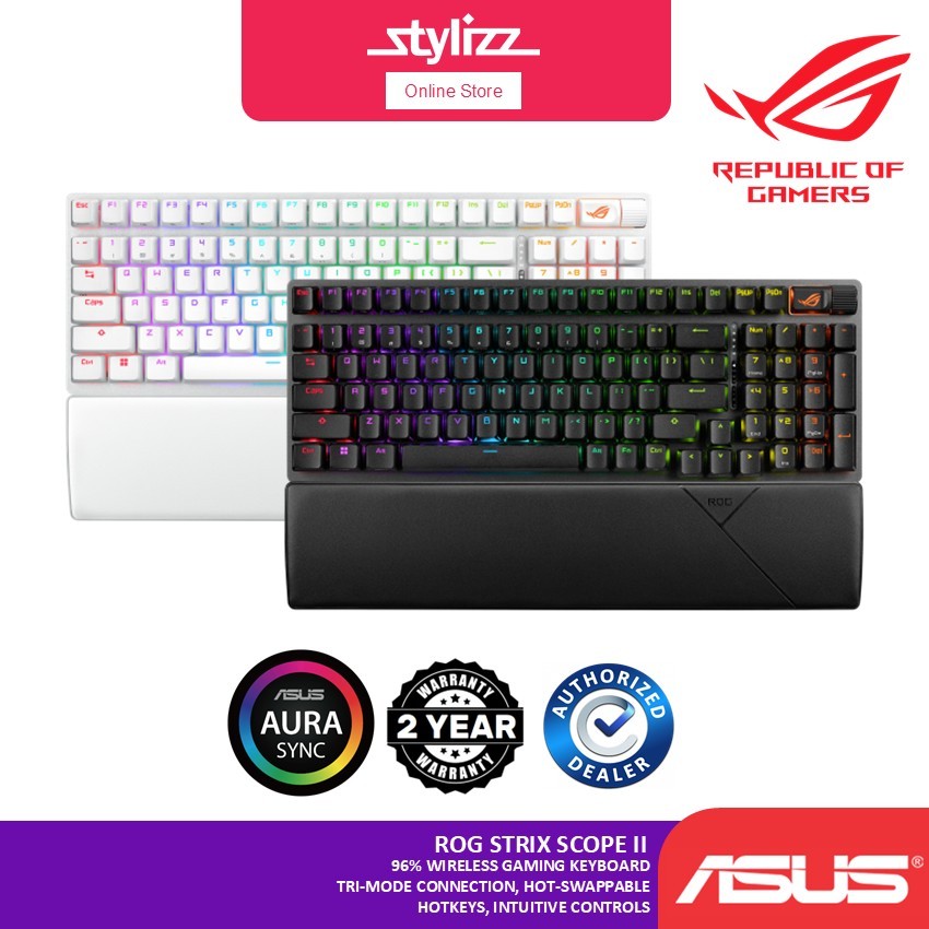 ASUS ROG STRIX SCOPE II 96 WIRELESS MECHANICAL GAMING KEYBOARD - TRI ...