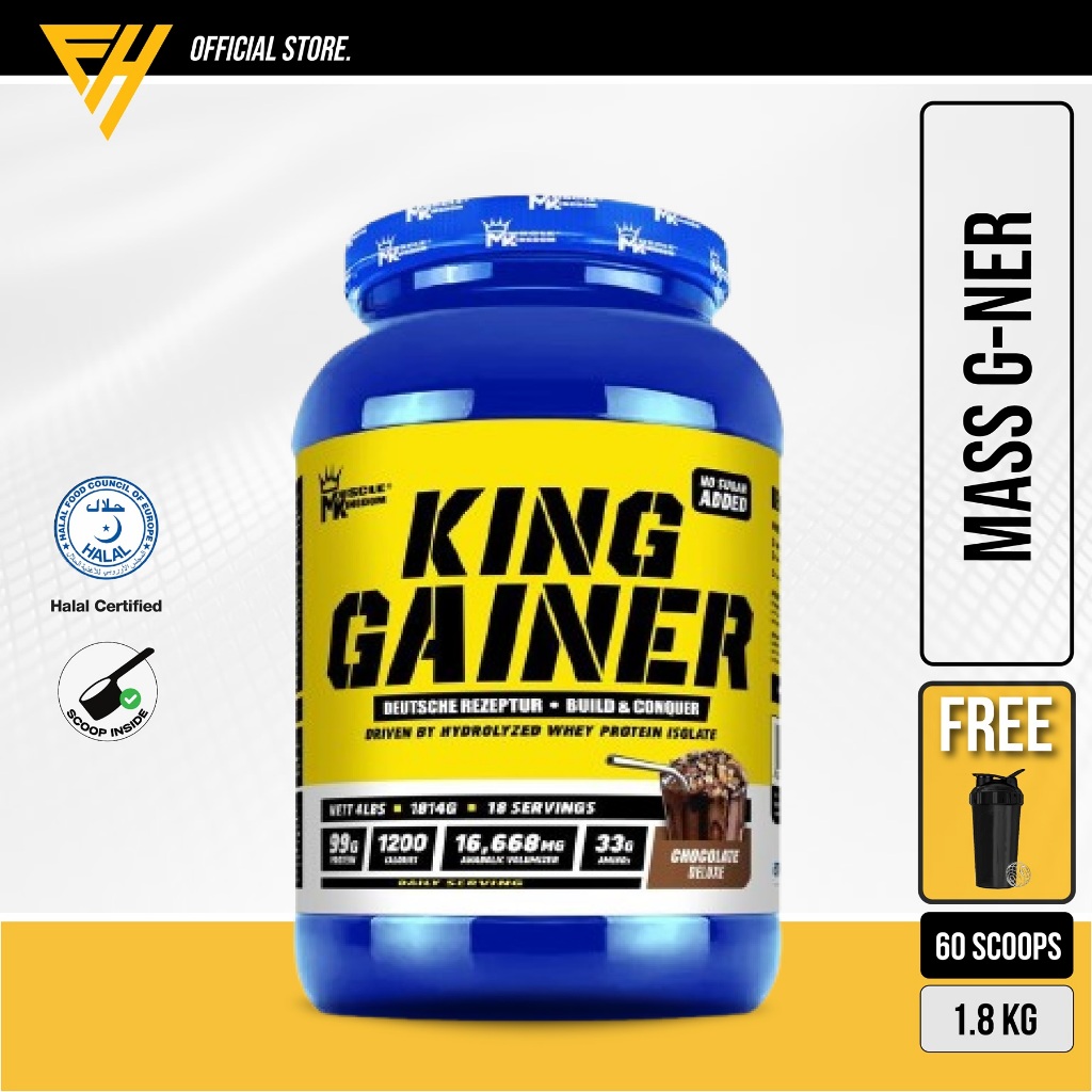 Muscle Kingdom King Gainer (4lbs) 1.8kg - Mass Gainer Protein Halal ...
