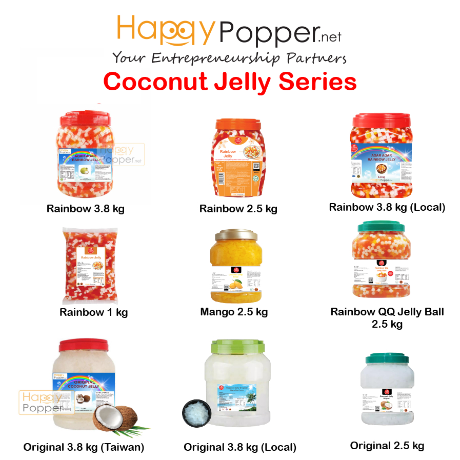 HAPPYPOPPER Coconut Rainbow Jelly Ball Nata De Coco Topping Pelangi Jeli 1kg 2.5kg 3.8Kg Cold ...