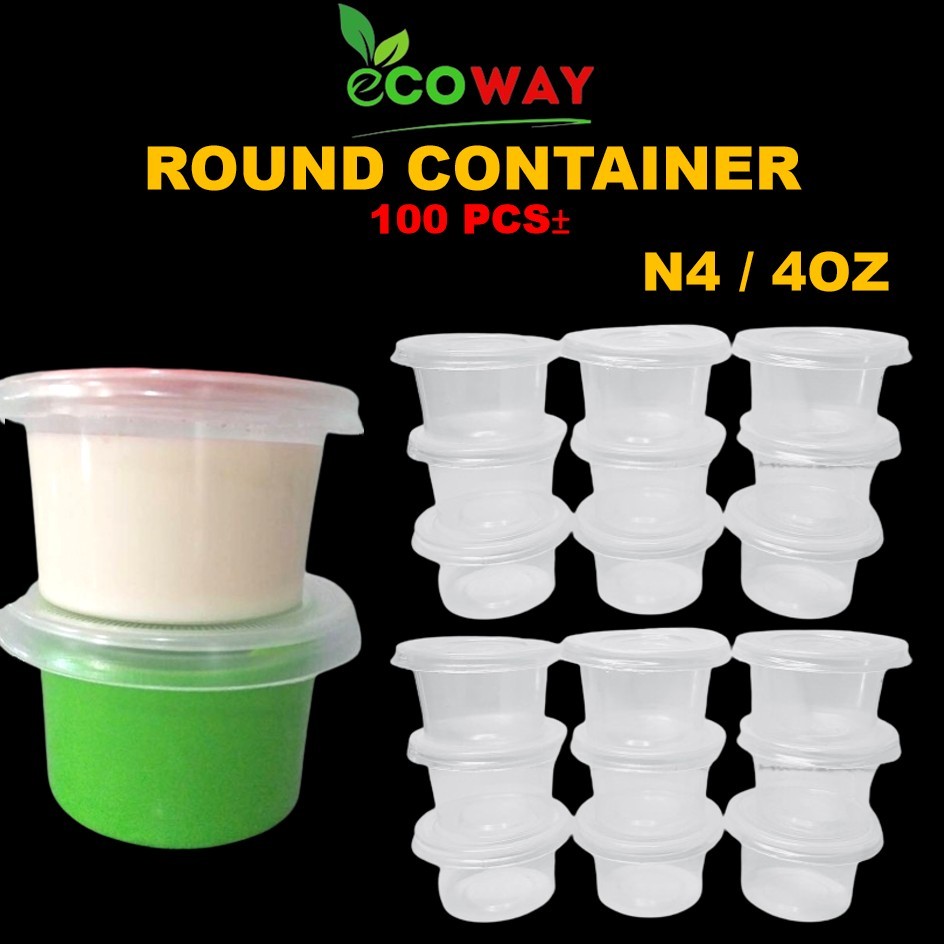 [ 100sets± ] 4oz Round Container with Lid N4 Disposable Plastic PP Food ...