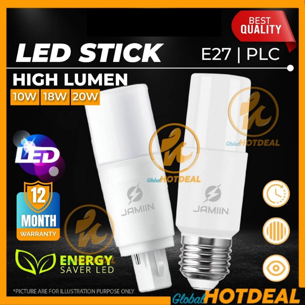 (SIRIM) LED STICK LED 10W/18W/20W [E27 / PLC G24] LED Stick Bulb Light ...
