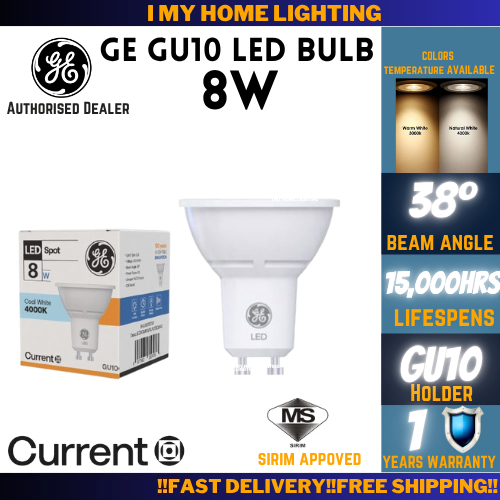 GE GU10 LED Bulb 8W 4000K 2700K 38 BEAN ANGLE Spotlight Eyeball Track ...