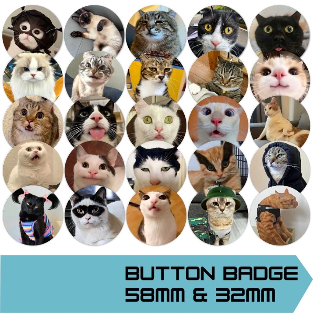 Cat Meme Part 1 Button Badge 58mm & 32mm, Funny Cat, Pin Badge | Shopee ...