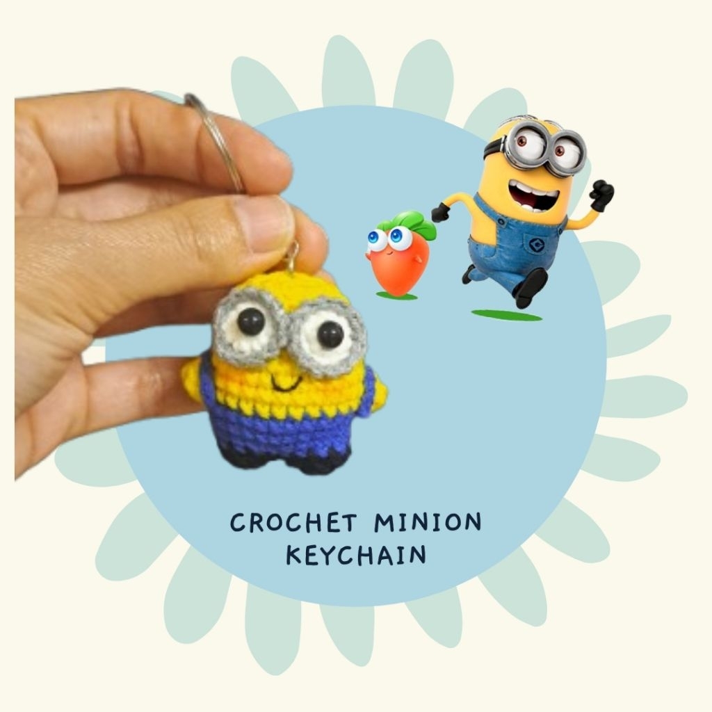 Handmade Crochet Amigurumi Minion Keychain 可爱钩针小黄人钥匙圈 | Shopee Singapore