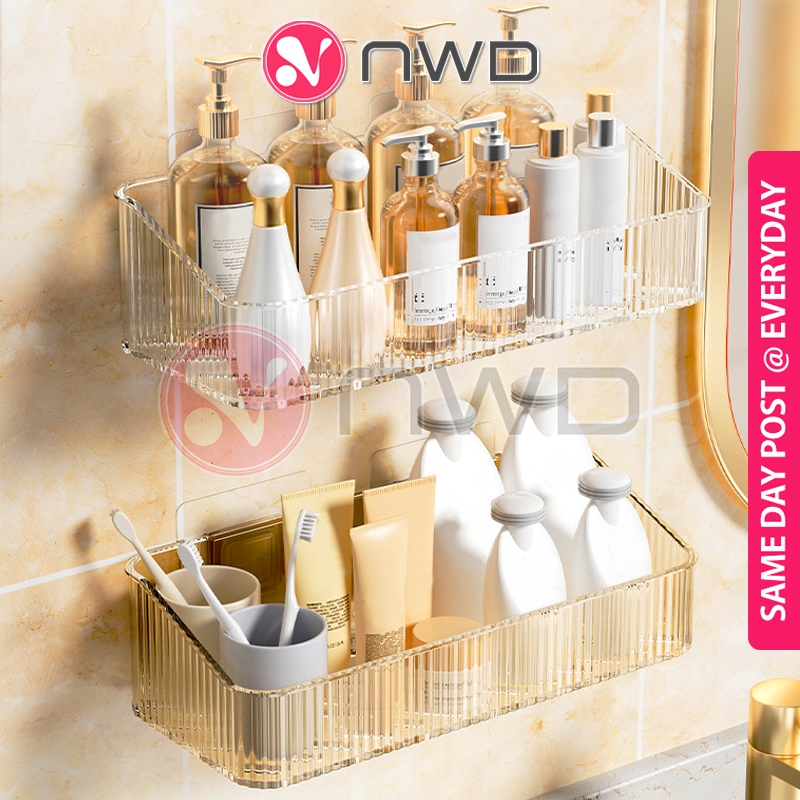 PUNCH FREE 》Multipurpose Bathroom Wall Mounted Storage Toilet Shelf ...