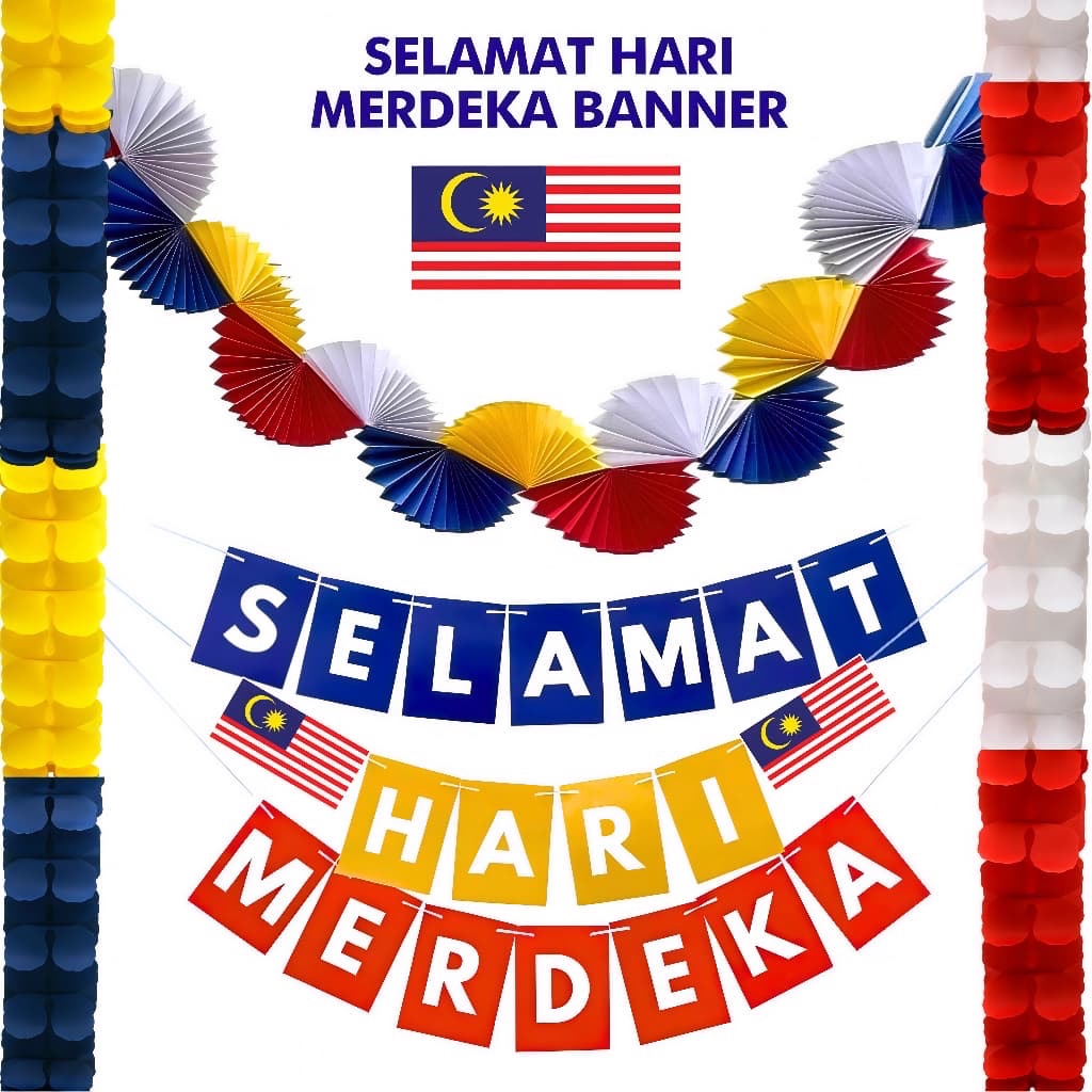 Selamat Hari Merdeka Banner Bunting Garland Malaysian Flag Colour Paper ...