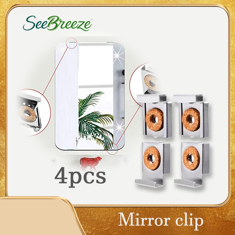 Mirror Mount Clips 4pcs Frameless Bathroom Mirror Glass Wall Mounting ...