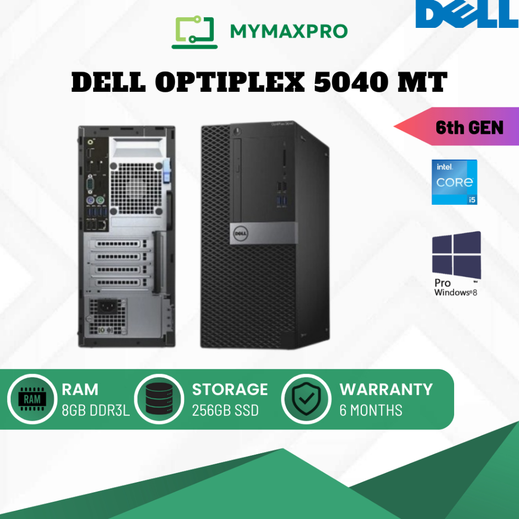 PC i5 Dell Optiplex 5040 MT Intel Core (6th Gen) / 8GB RAM / 256GB NVME ...