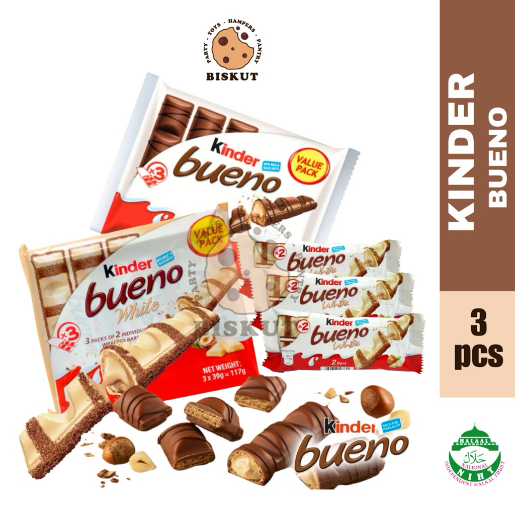 kinder Bueno Chocolate Bar (43g x 3’s) Bueno White Bat (39g x 3’s ...