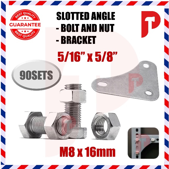 Slotted Angle Bar Bolt And Nut & Triangle Plate Besi Rak Bracket Siku ...