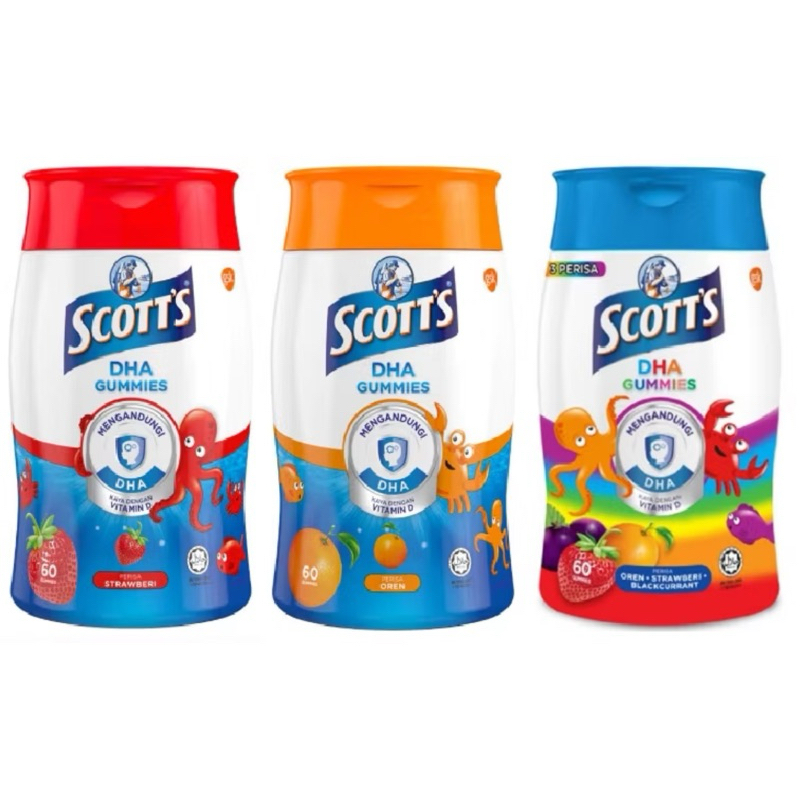 Scott’s DHA Gummies Vitamin D 60’s exp( Blackcurrant 08/26)(strawberry ...