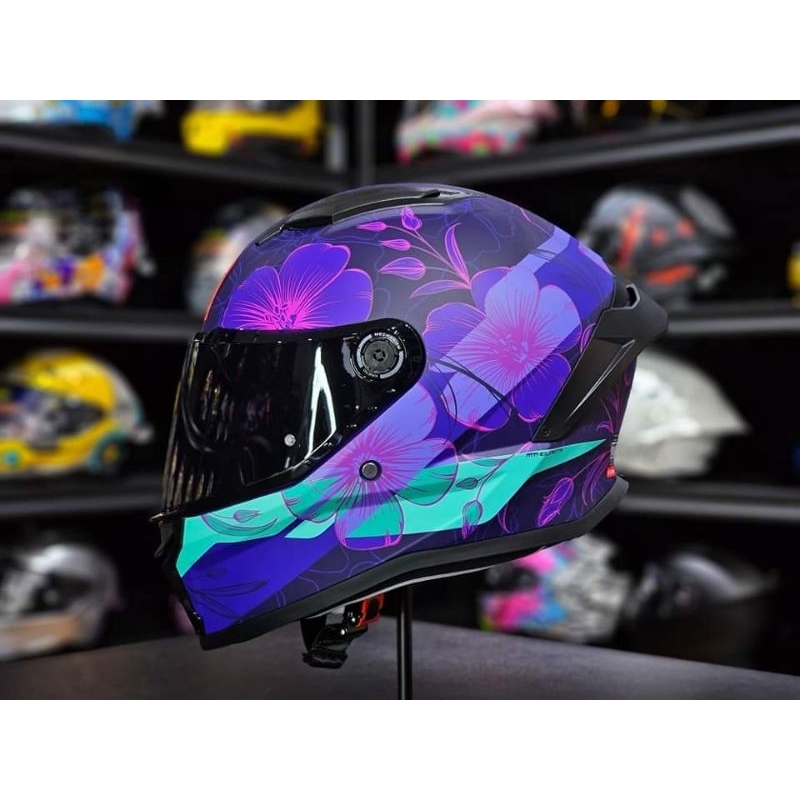 MT Stinger 2 Hibiscus Flower Purple Full Face Helmet | Shopee Singapore