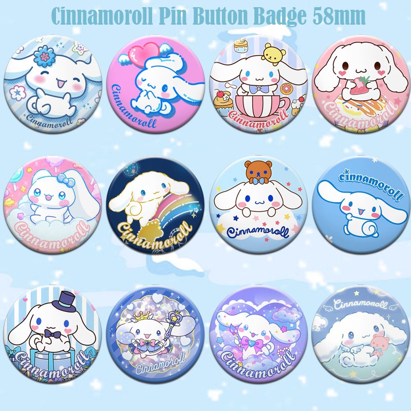 Cinnamoroll Cartoon Pin Button Badge 58mm | Shopee Singapore