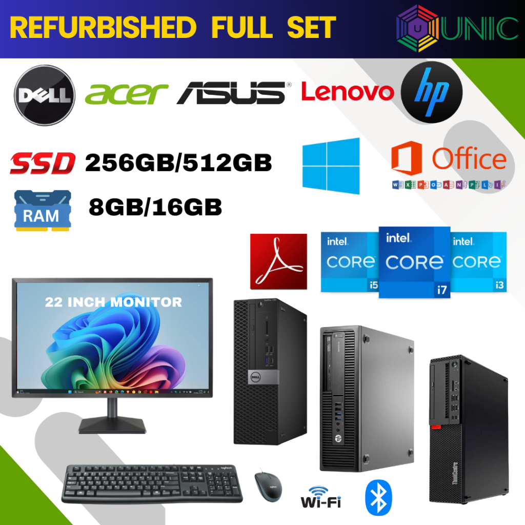 DELL HP LENOVO intel core i3/i5 /i7 Desktop Full set for student office ...