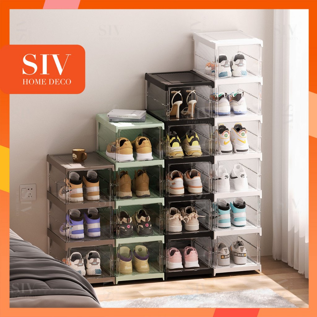 【Free of Installation】SIV Foldable Shoe Cabinet Folding Shoe Rack Box ...