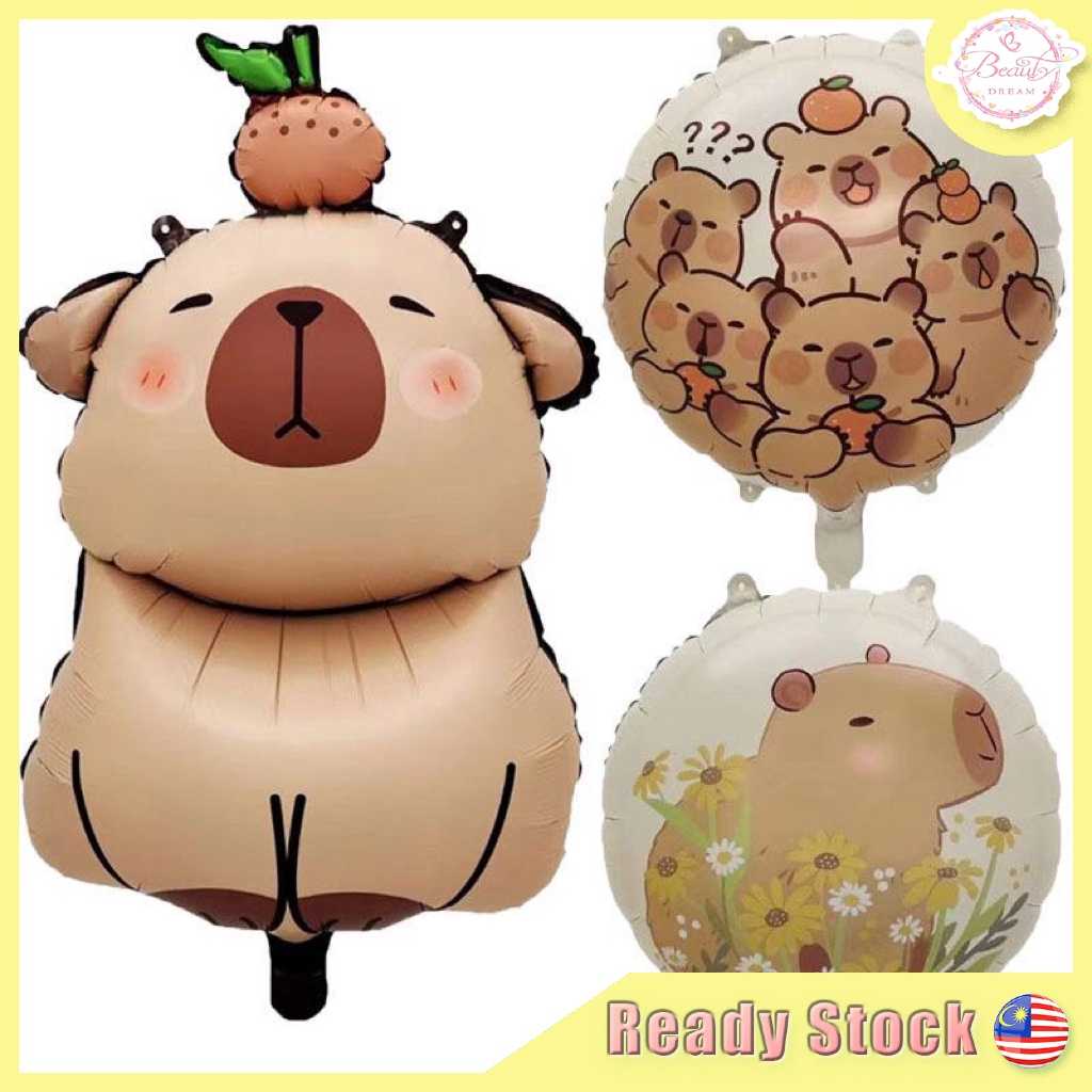 ️Cute Capybara Animal Theme Banner Balloon Matte Aluminium Foil ...