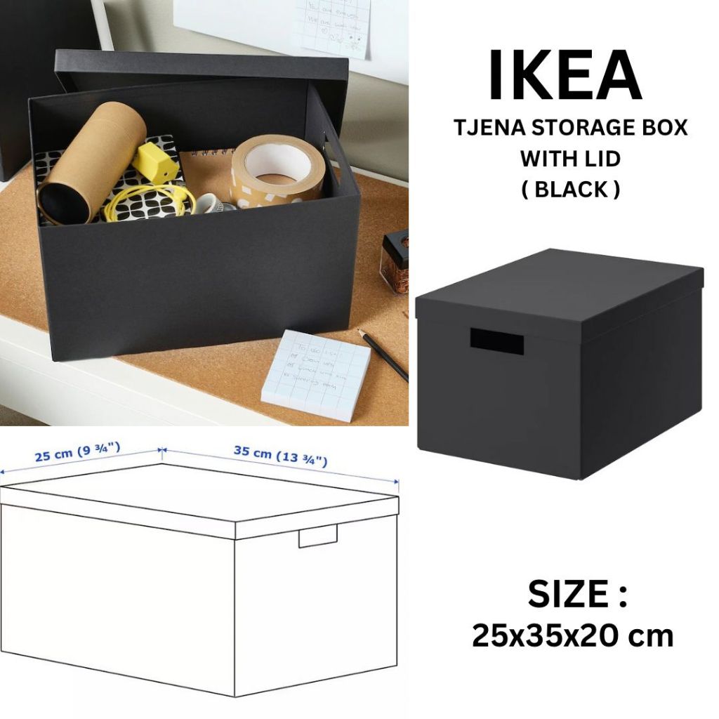 TJENA Storage Box With Lid ( 25x35x20 cm ) - BLACK | Shopee Singapore