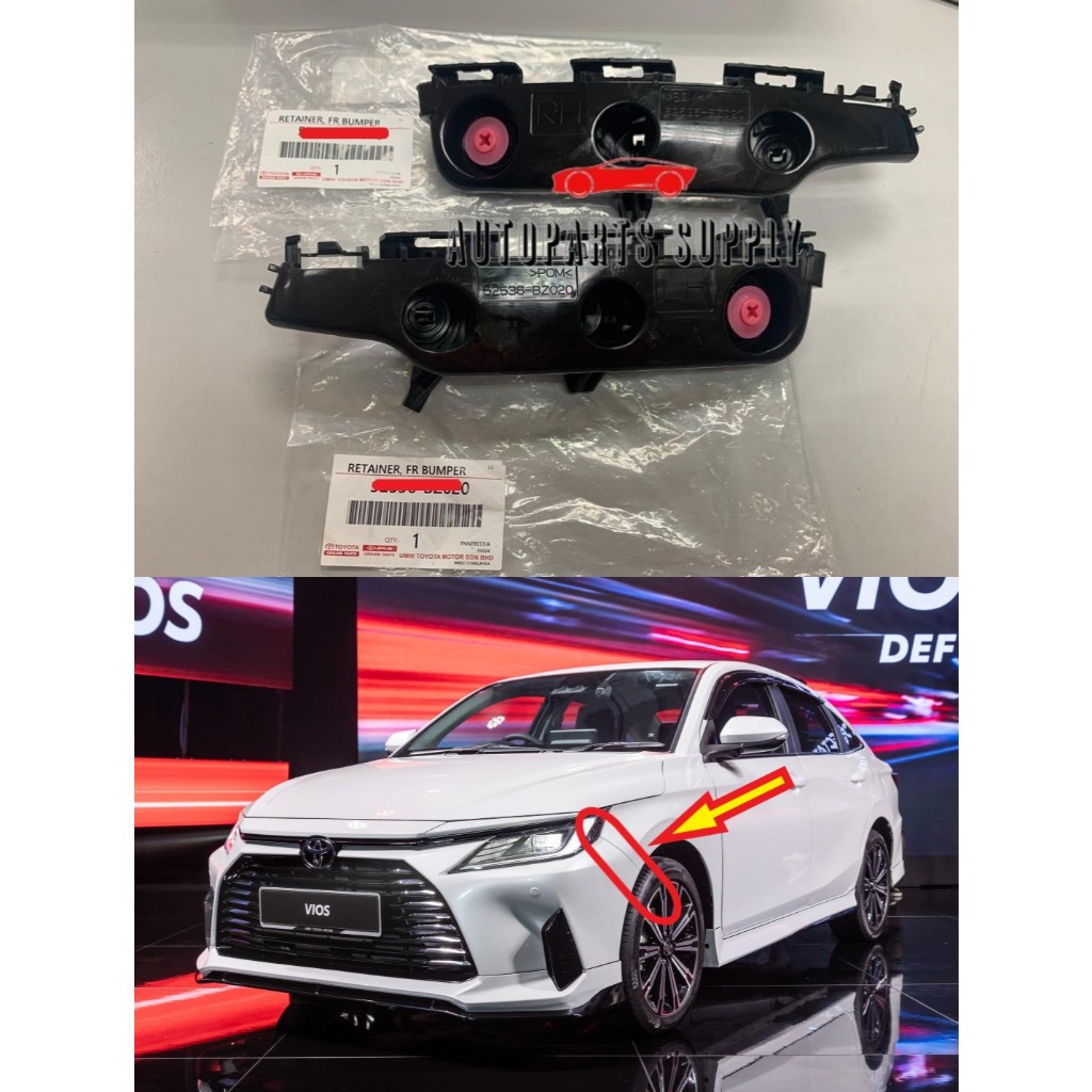 TOYOTA VIOS AC100 2023 - 2025 NGC102 FRONT BUMPER SIDE BRACKET BRAKET ...