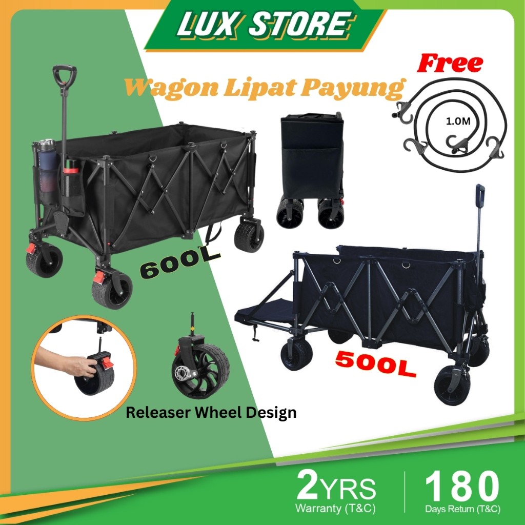 600L Wagon Trolley Heavy Duty Wagon Trolley Camping Foldable Trolley ...